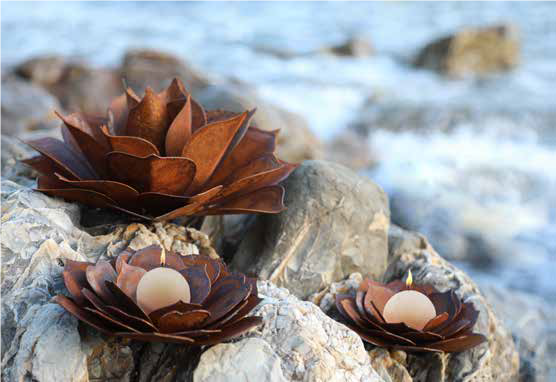 Vetplant liggend geschikt voor waxinelichtje, roest design - Rustique ...